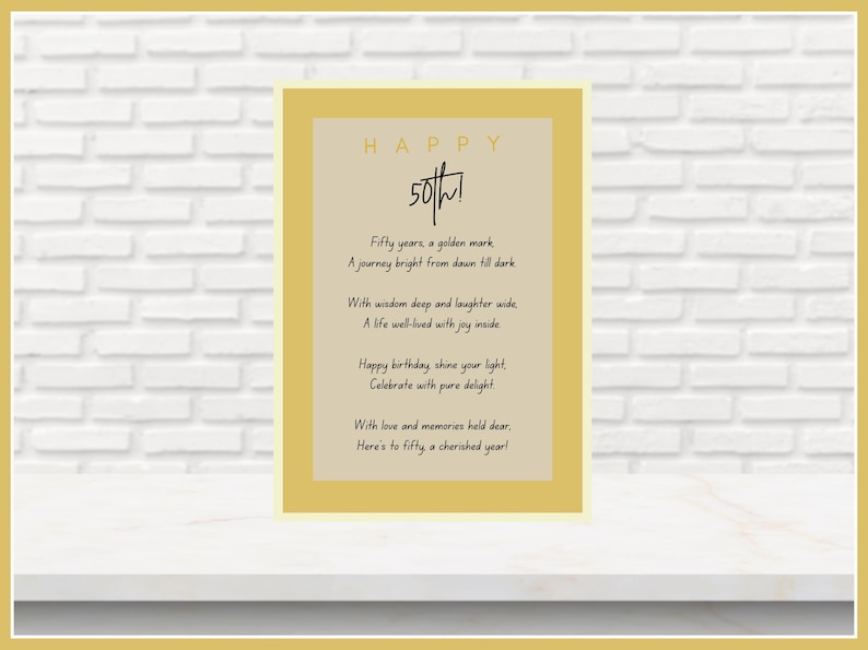 50th Birthday Poem Gift for Him or Her: Meaningful Milestone ...