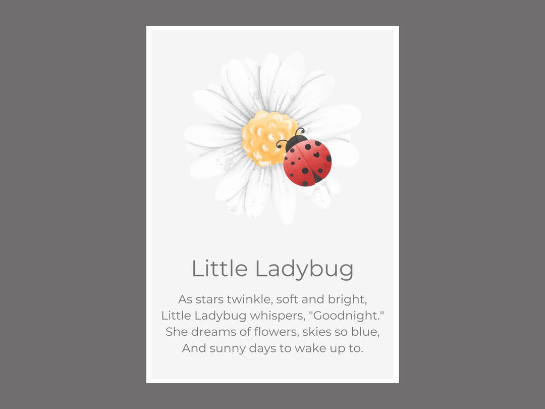 Poems for Kids Printable Poems little Ladybug Kid Decor Poem for Baby ...