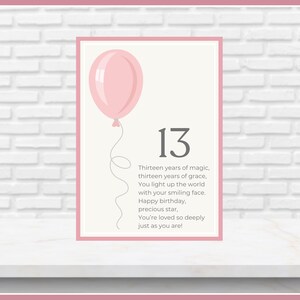 13th Birthday Poem Gift: Printable Keepsake for Teenage Girl (digital ...
