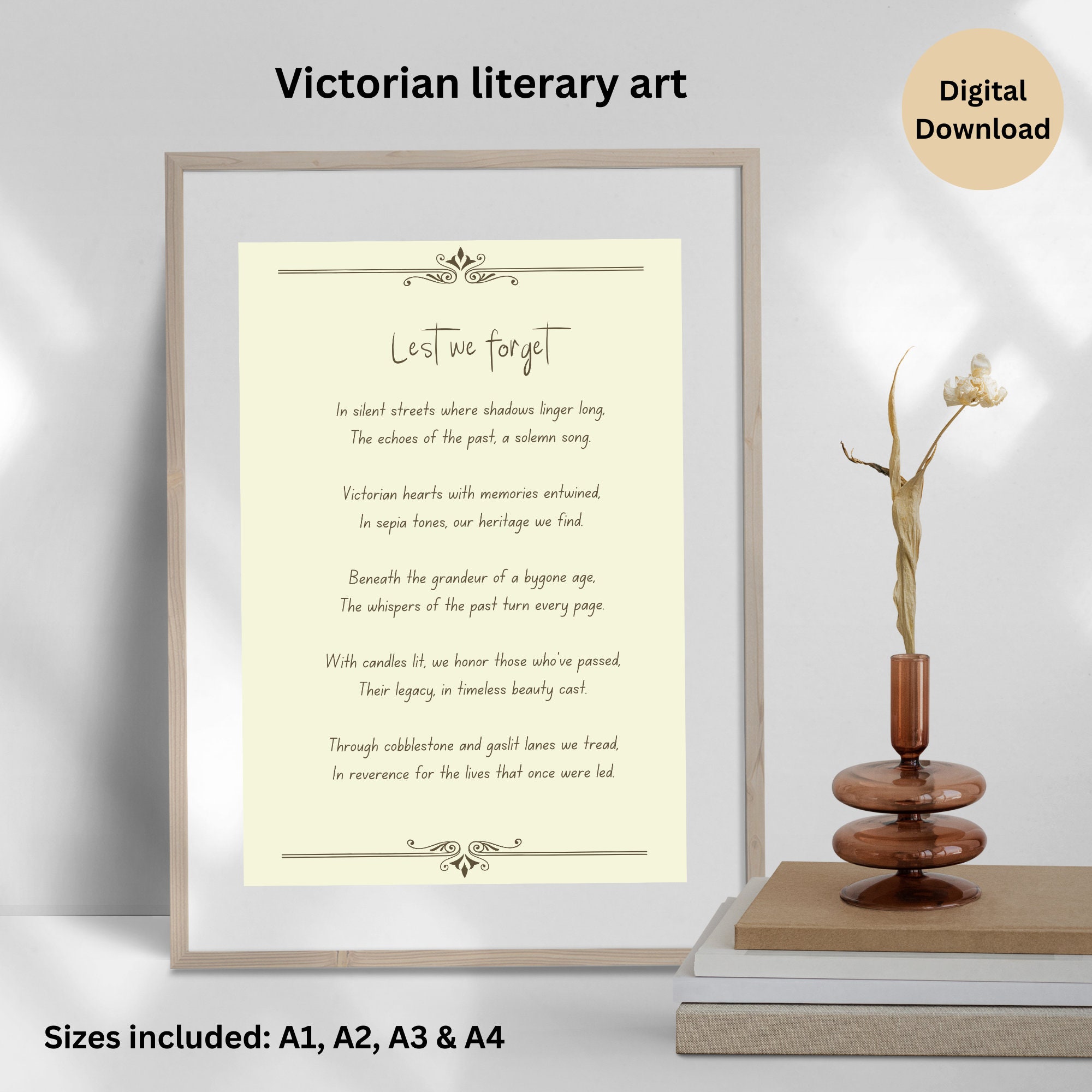 Lest We Forget Victorian Remembrance Day Poem Print Remembrance Gift ...