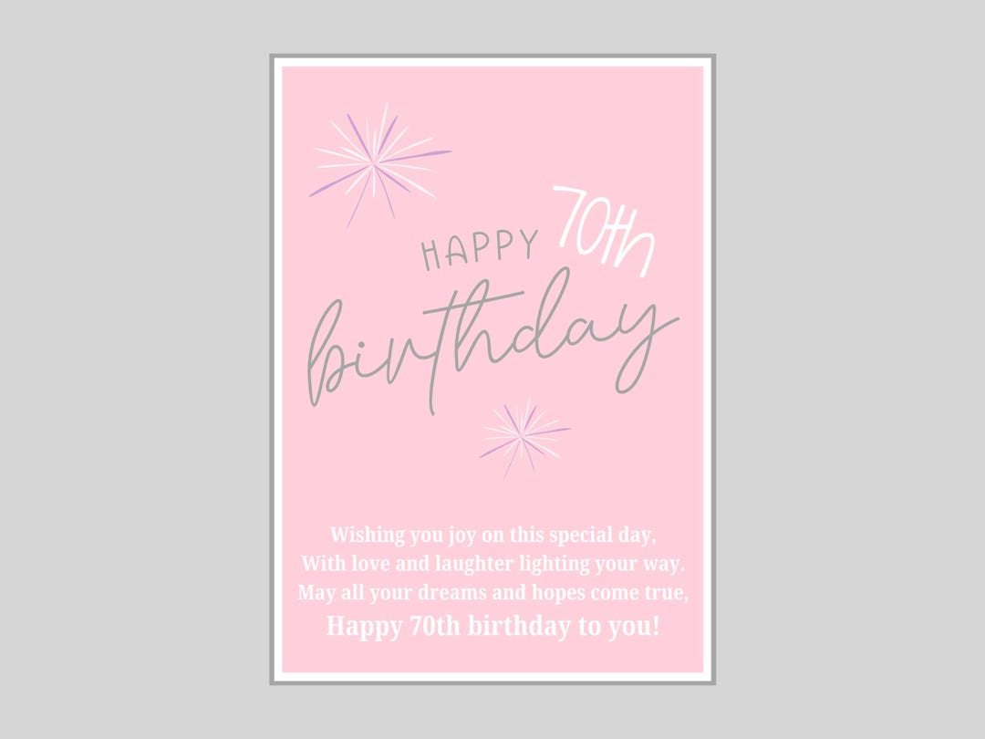 70th Birthday Poems Happy 70th Birthday Prints Birthday Downloads ...