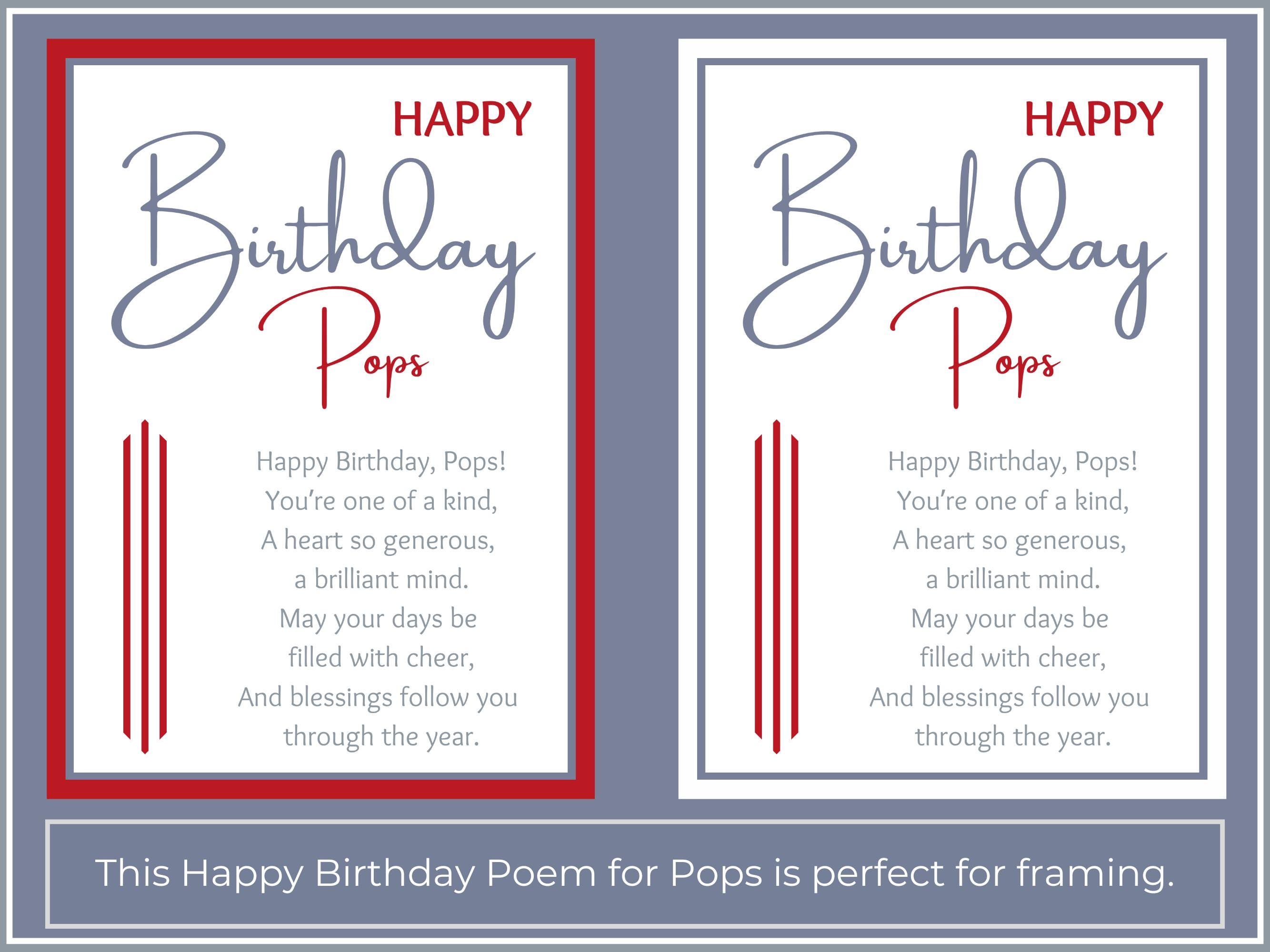 Loving Birthday Poem for Pops Perfect Gift to Show Pops How Much He is ...
