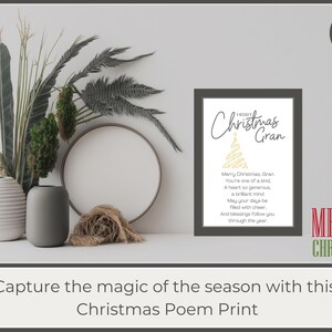 Christmas Poem Print for Gran Christmas Poems for Gran Merry Christmas ...