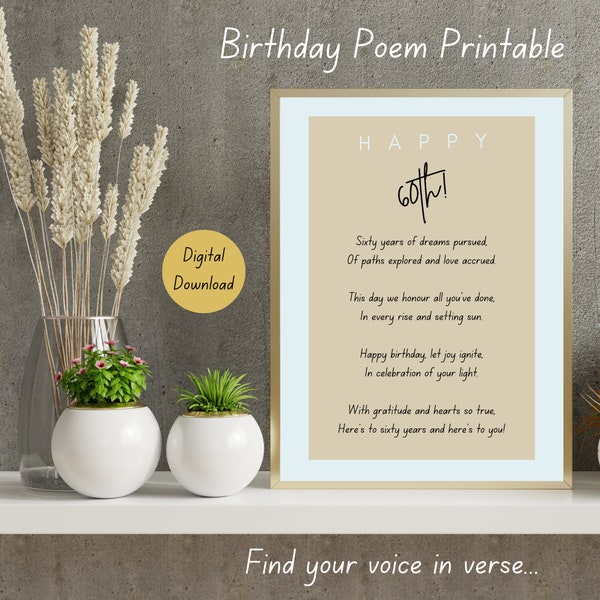 60th Birthday Poem - Etsy UK
