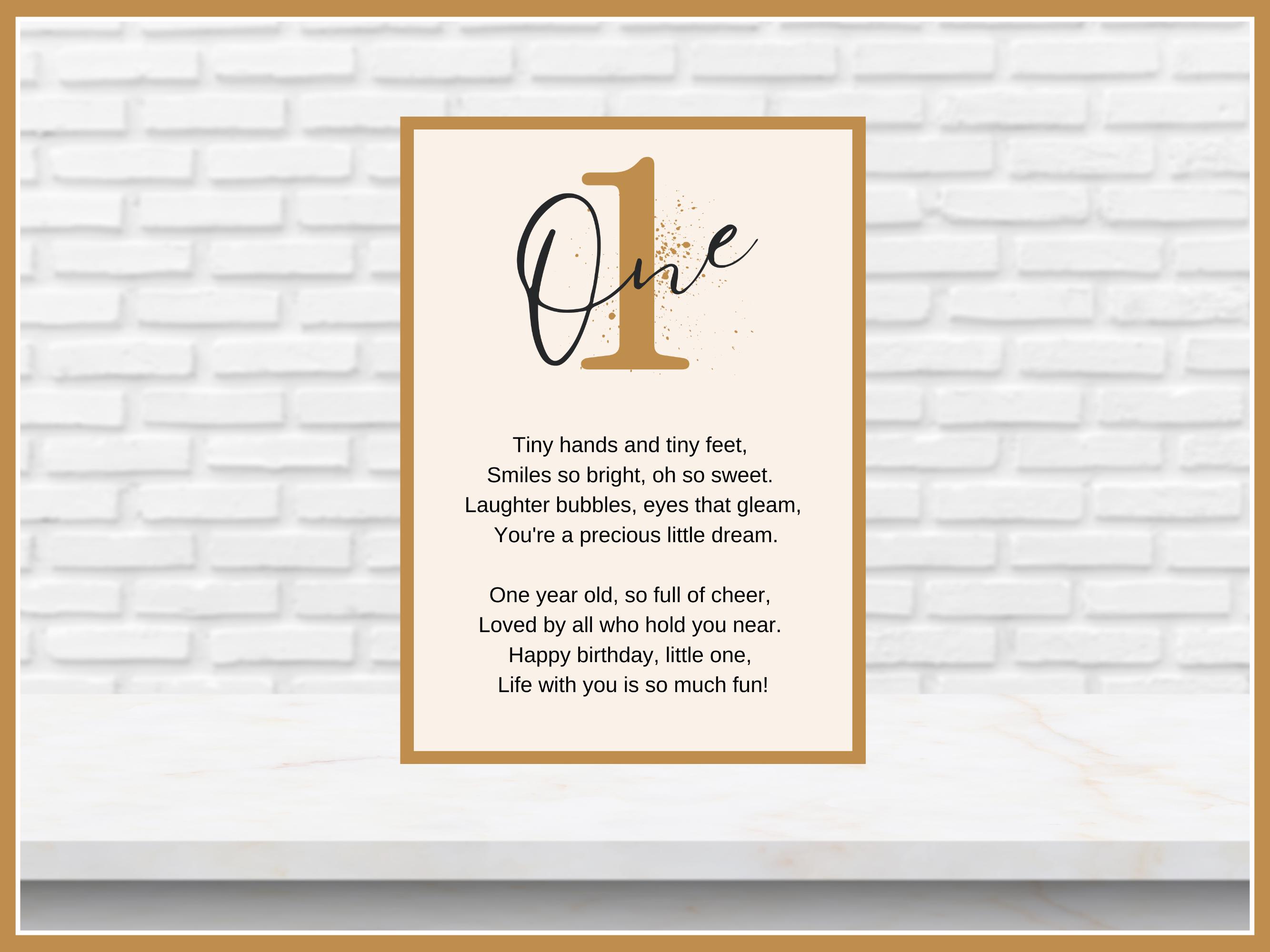 Happy 1st Birthday Poem for Daughter Granddaughter Niece Little Girl ...