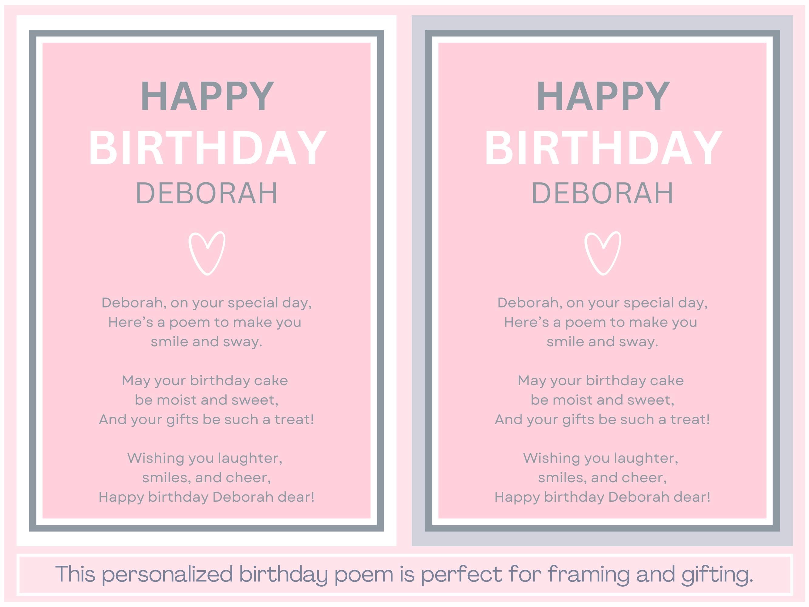 Deborah Birthday Poem Instant Download Personalized Poems Custom ...