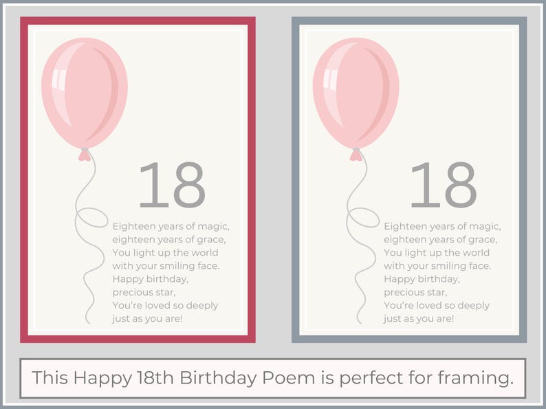 Heartfelt 18th Birthday Poem Printable For Daughter Friend Sister