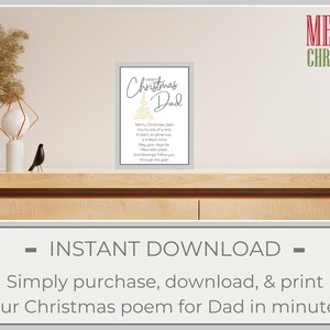 Christmas Poem for Dad Christmas Poem Print Merry Christmas Dad Poems ...