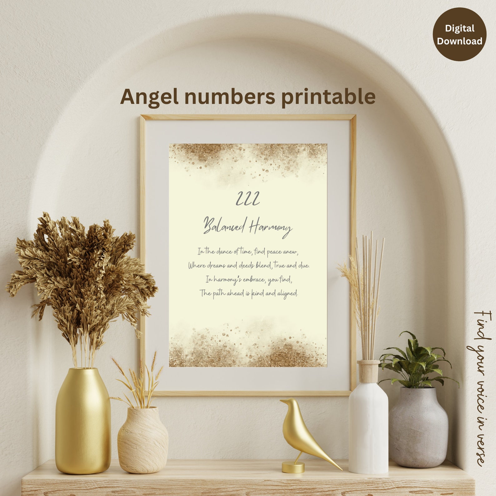 Angel Number 222 Poem Balanced Harmony Digital Download Printable ...