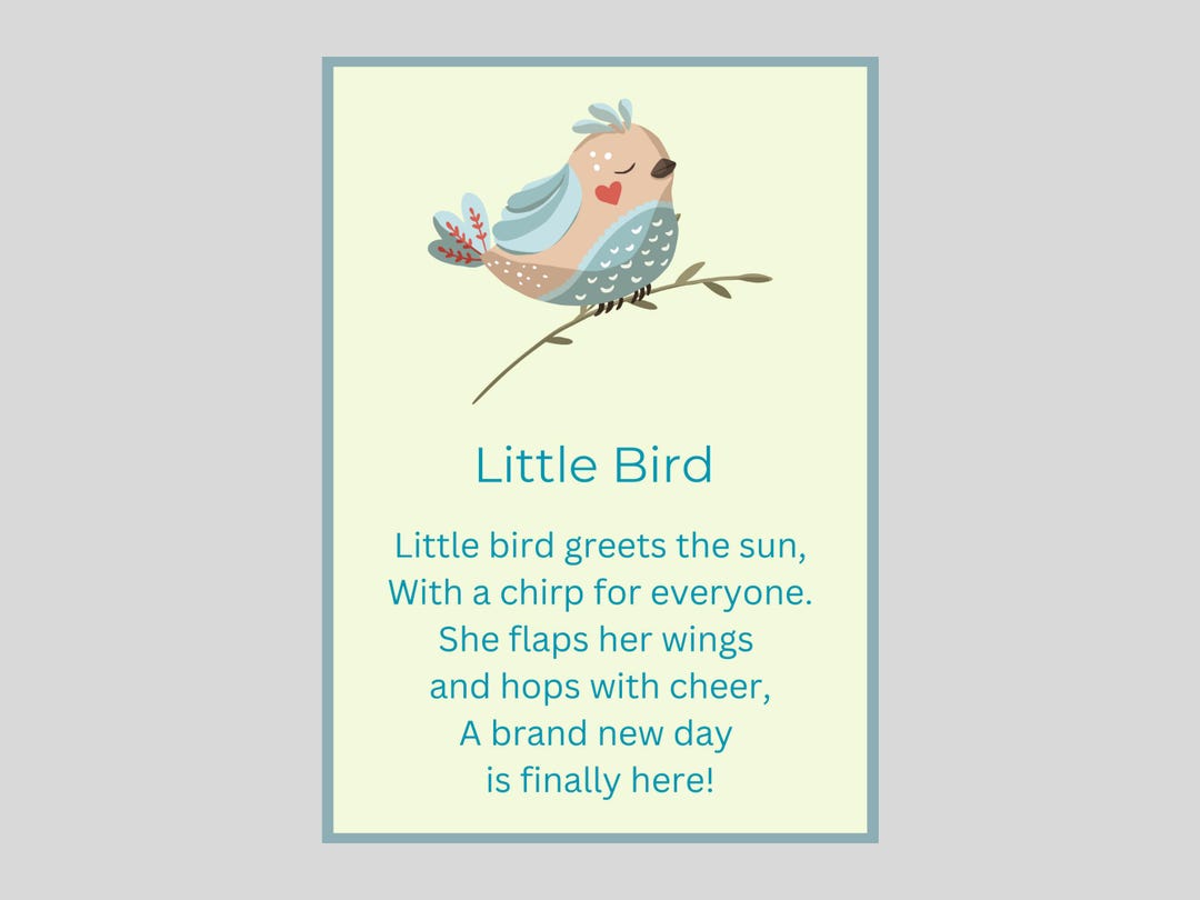 Poems for Kids little Bird Poem Print Nursery Print Bedroom Decor for ...