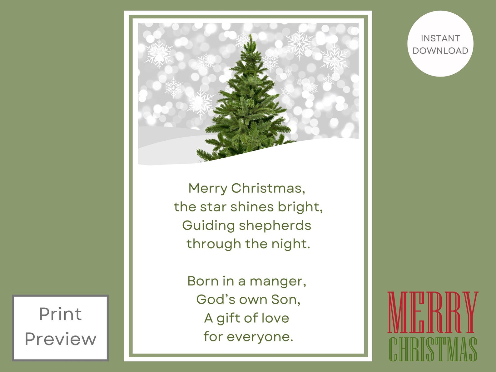 Christian Christmas Poem Print Religious Poems "merry Christmas ...