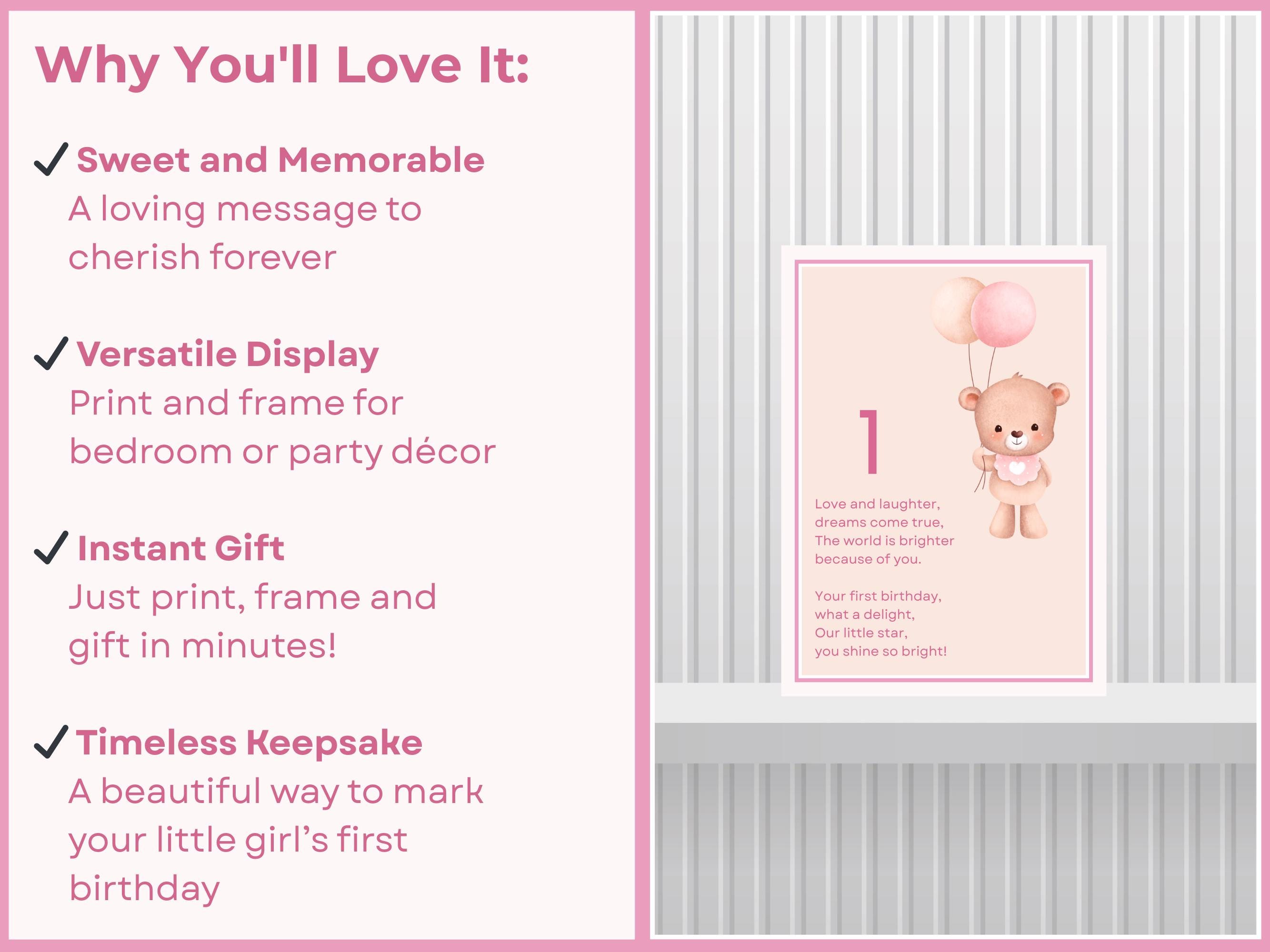 Happy 1st Birthday Poem for Daughter Niece Granddaughter First Birthday ...