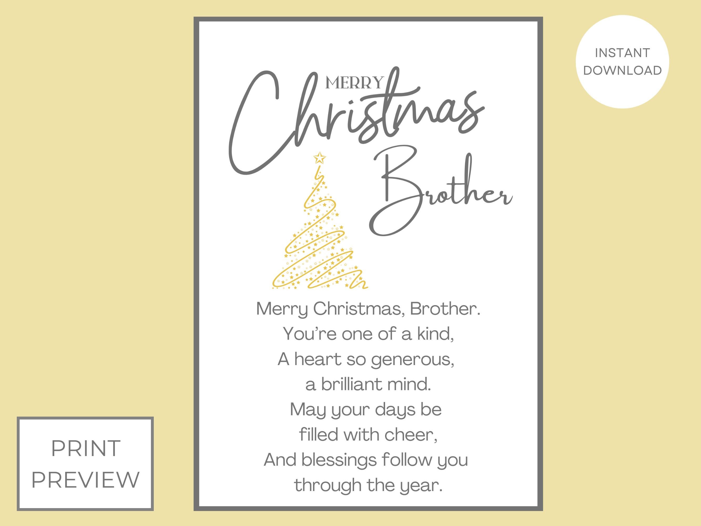 Christmas Poem for Brother Christmas Poem Print Merry Christmas Brother ...