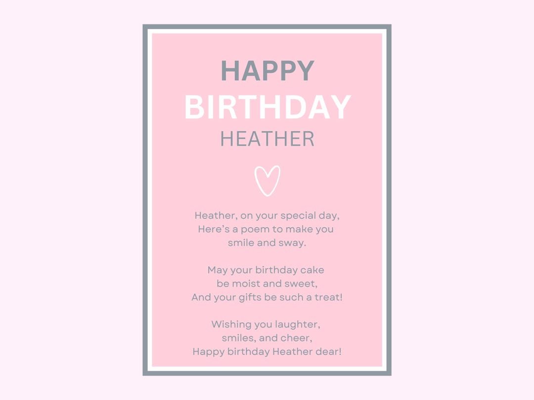 Heather Birthday Poem Personalized Poems Instant Download Birthday ...