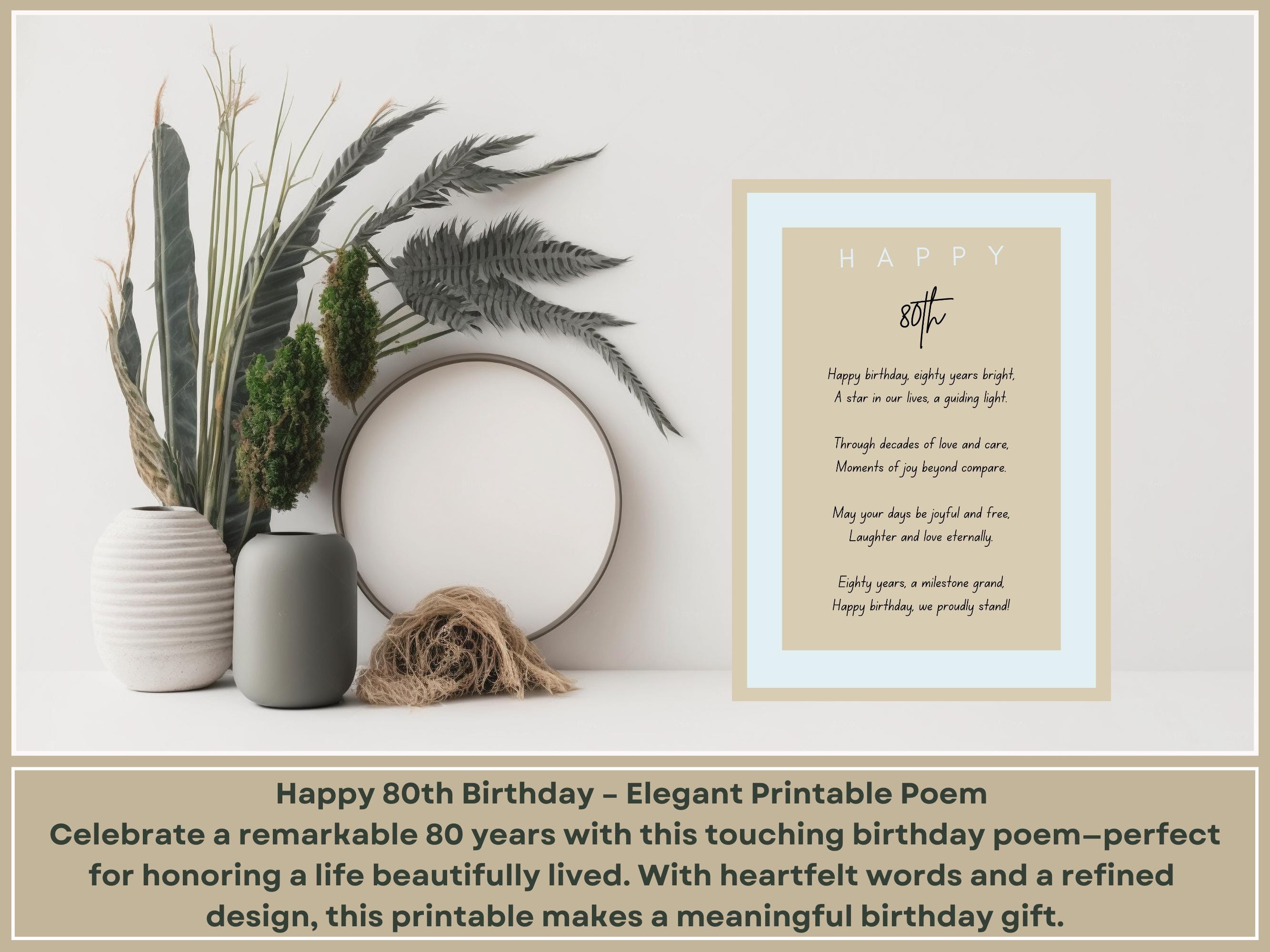 80th Birthday Poem Print: Elegant Milestone Gift (digital Download) - Etsy