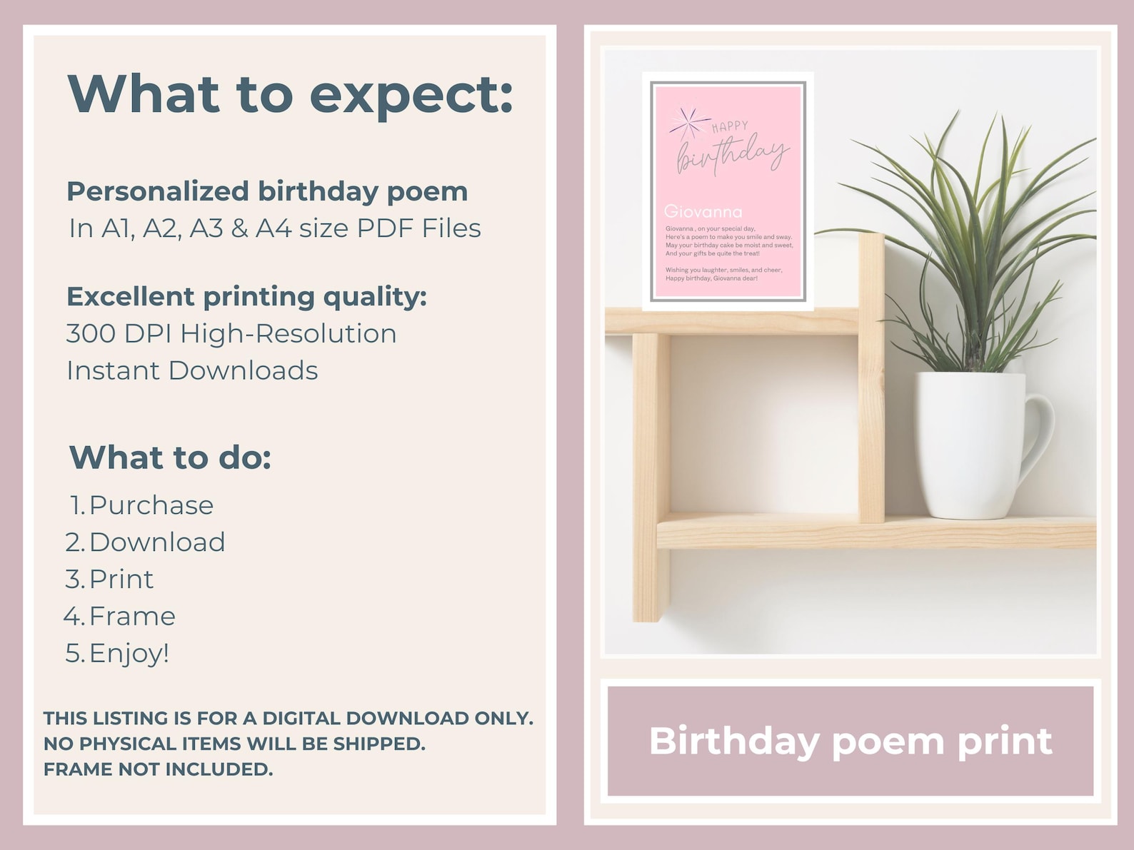 Giovanna Personalized Birthday Poem Print Happy Birthday Poems ...