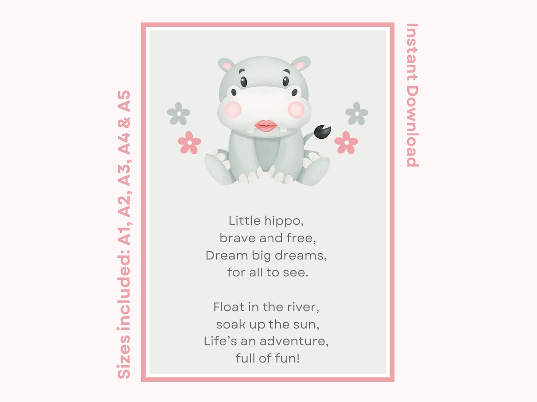 Adorable Hippo Positive Affirmation Children's Rhyme for Little Girl ...
