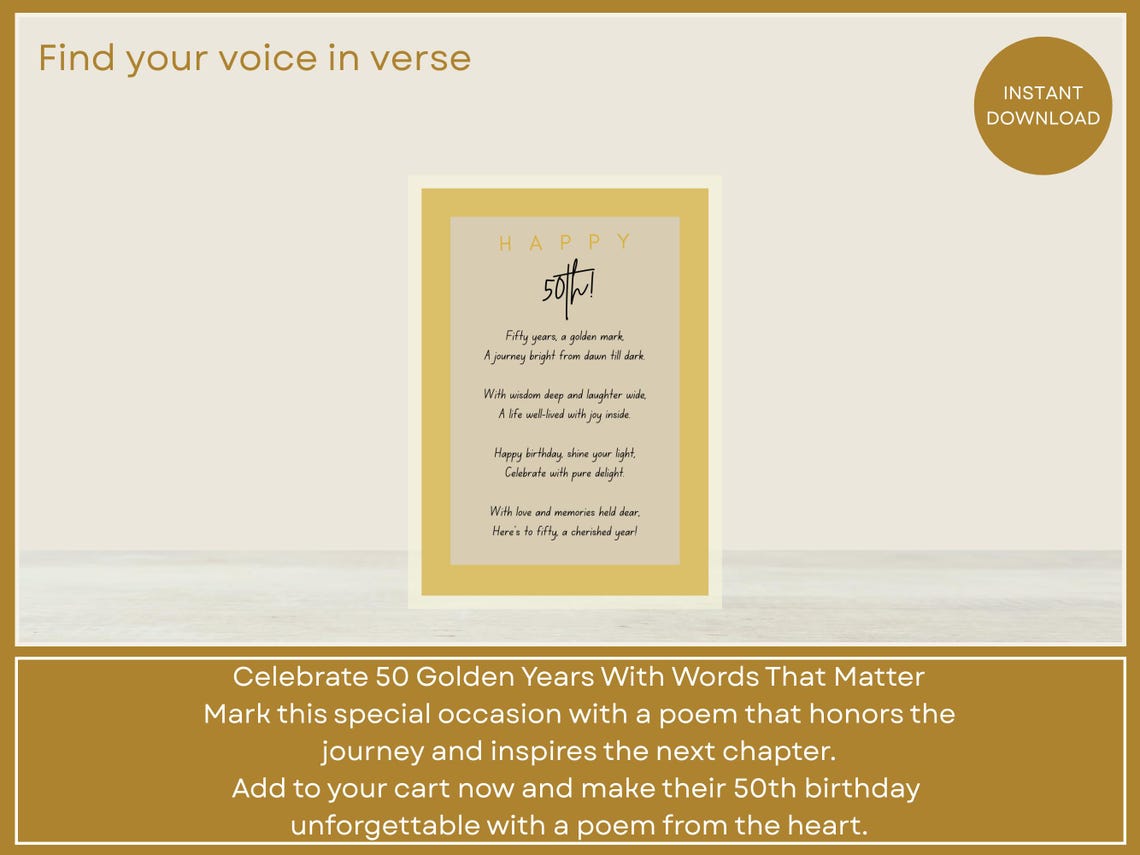 50th Birthday Poem Gift for Him or Her: Meaningful Milestone ...