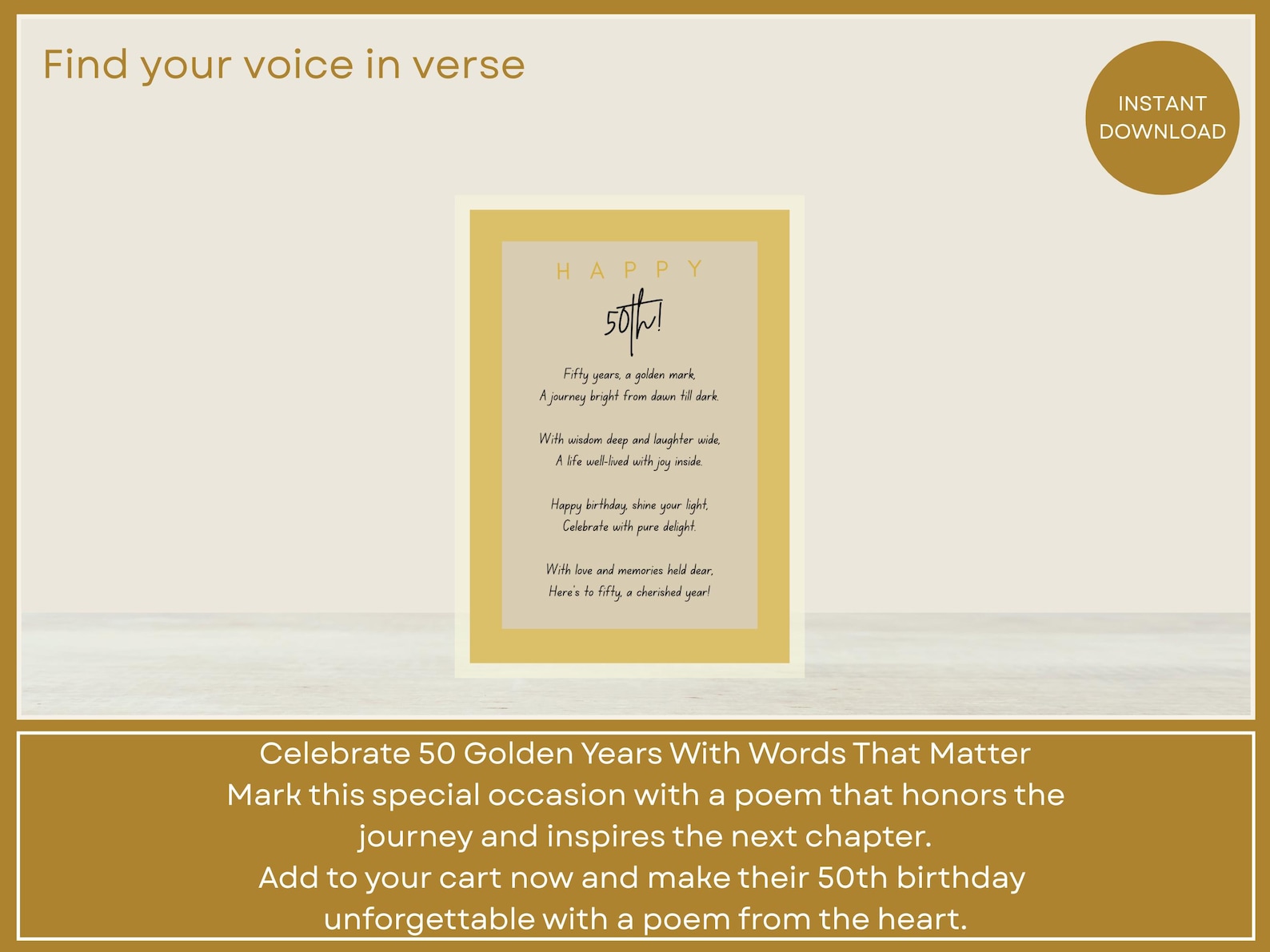 50th Birthday Poem Gift for Him or Her: Meaningful Milestone ...
