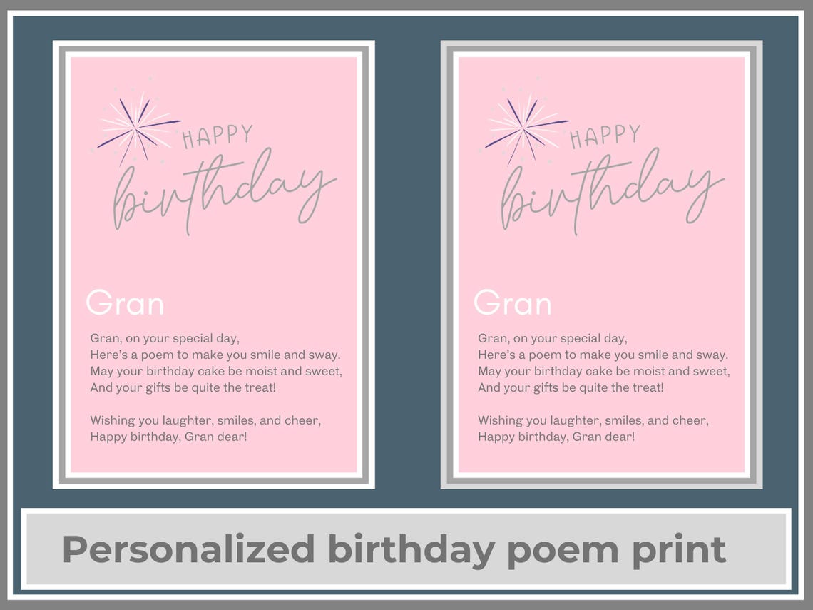 Gran Birthday Poems Happy Birthday Quotes Birthday Printouts Birthday ...