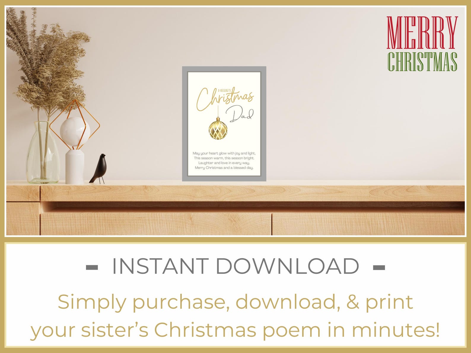 Christmas Poem Merry Christmas Dad Poem Print Christmas Poem for Dad ...