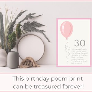 Loving 30th Birthday Poem Printable for Daughter Friend Sister Wife ...