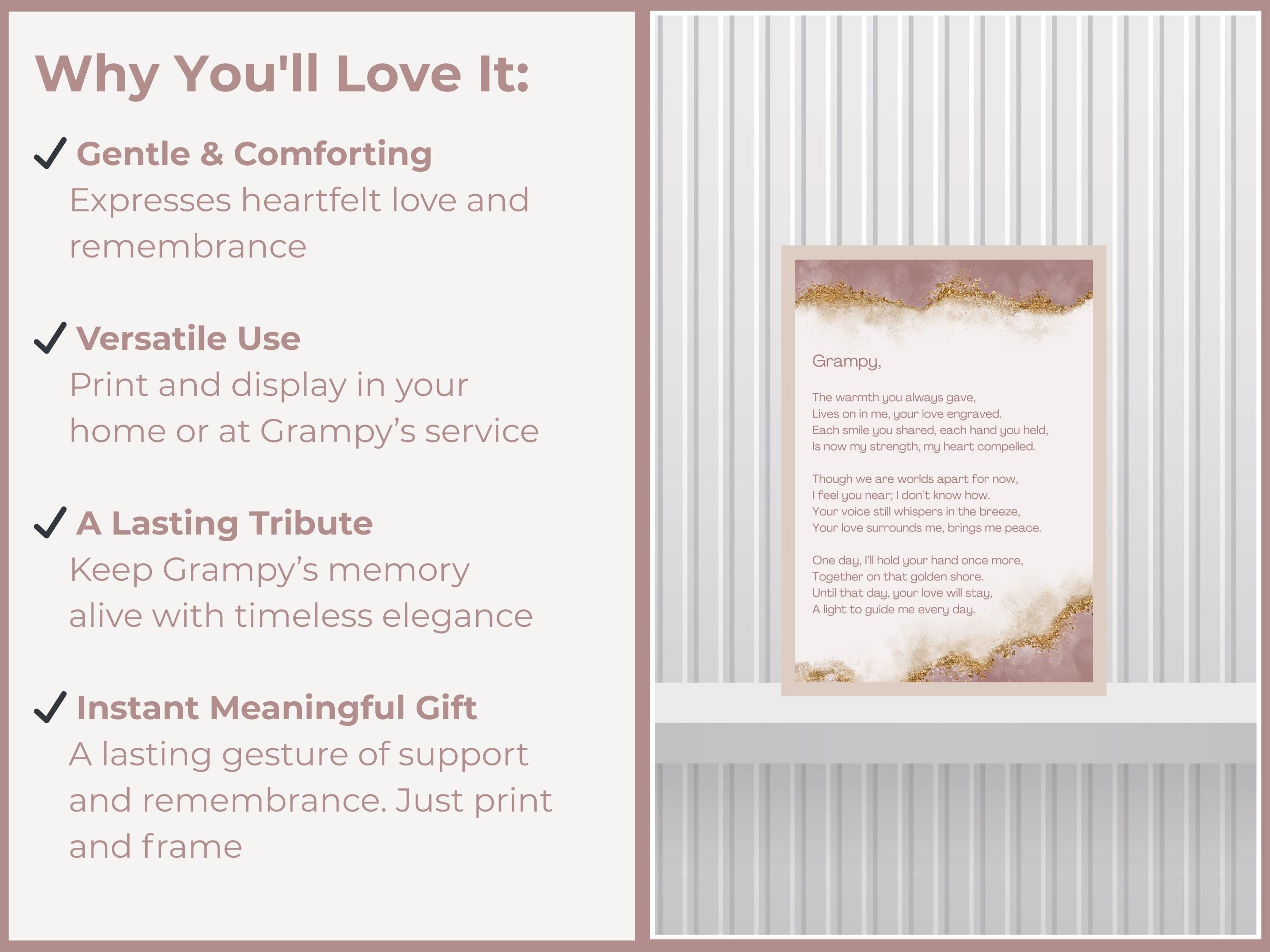 Funeral Poem for Grampy Printable Tribute to Grandfather Memorial ...
