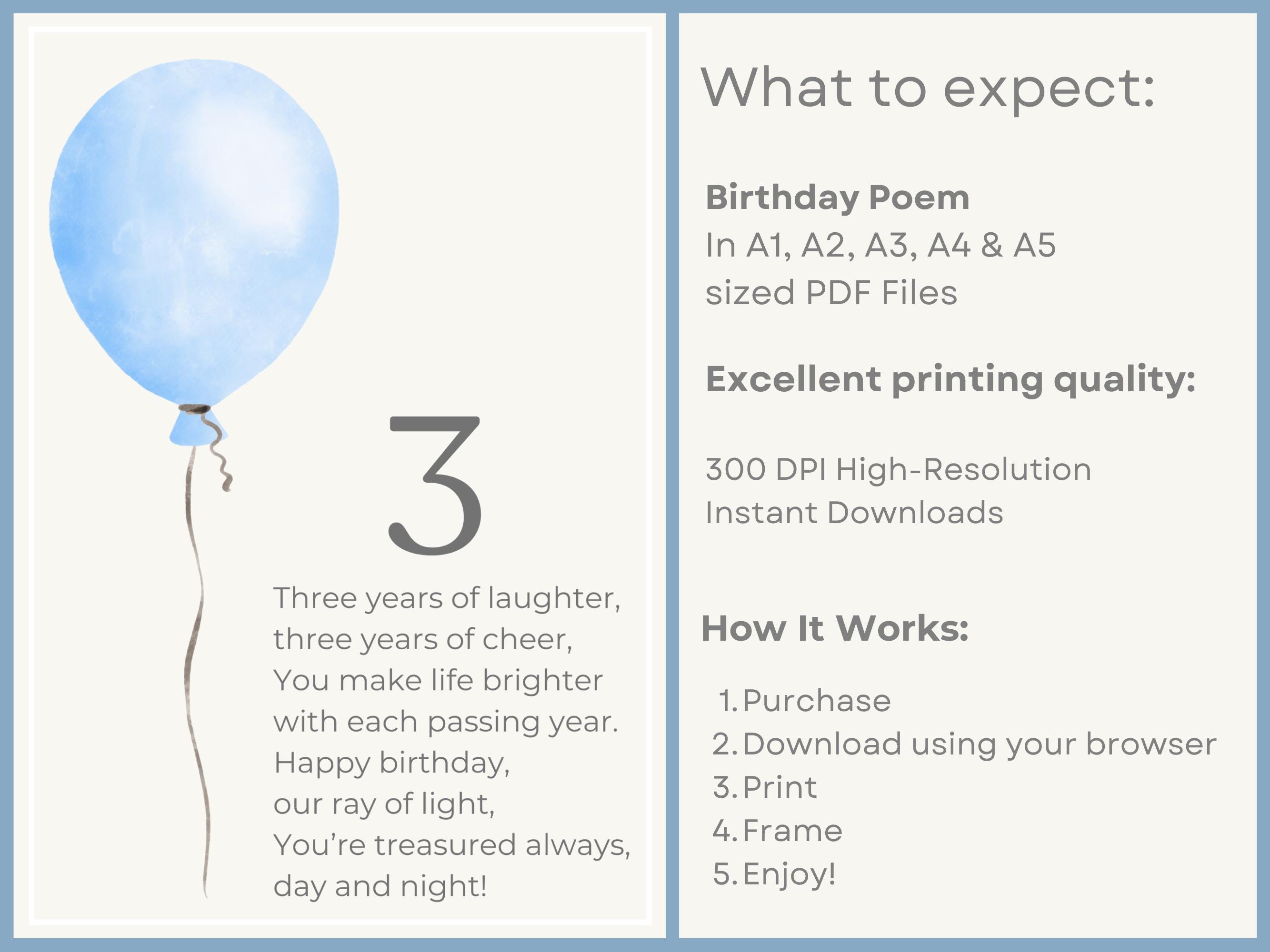 3rd Birthday Poem for Son/grandson/nephew: Keepsake Verse (digital ...