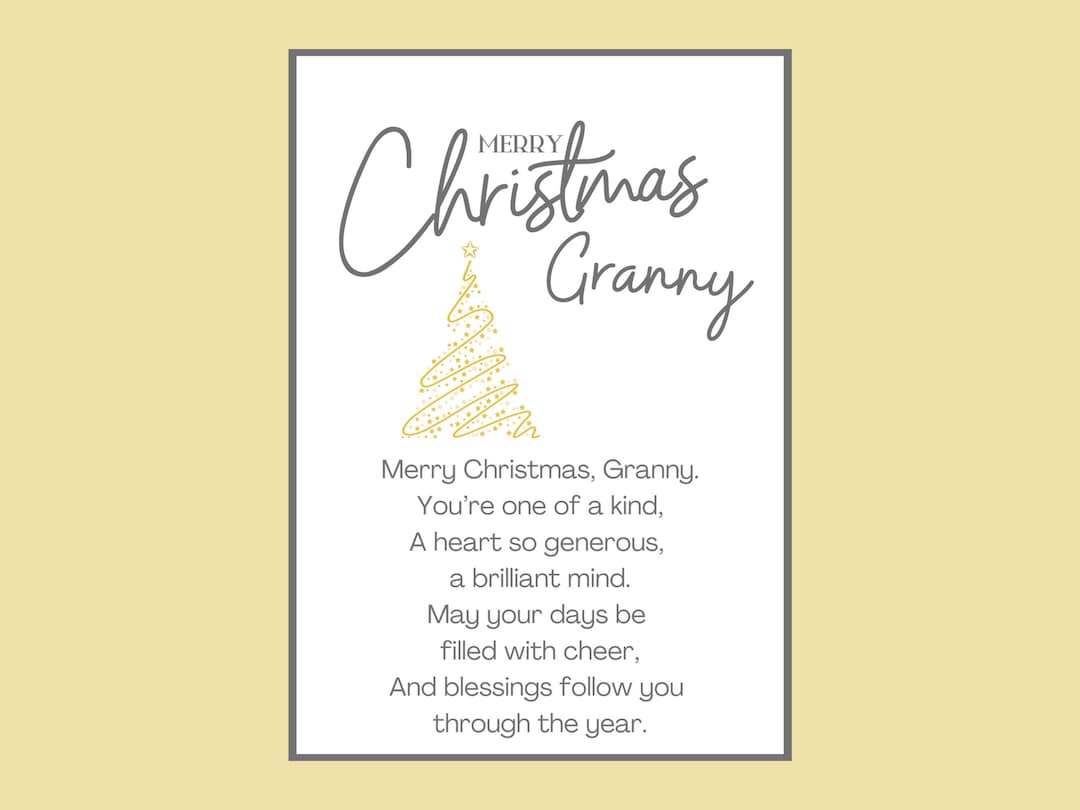 Christmas Poem Print for Granny Christmas Poems for Granny Merry ...