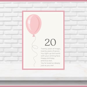 20th Birthday Poem Printable Heartfelt Gift Instant Download - Etsy