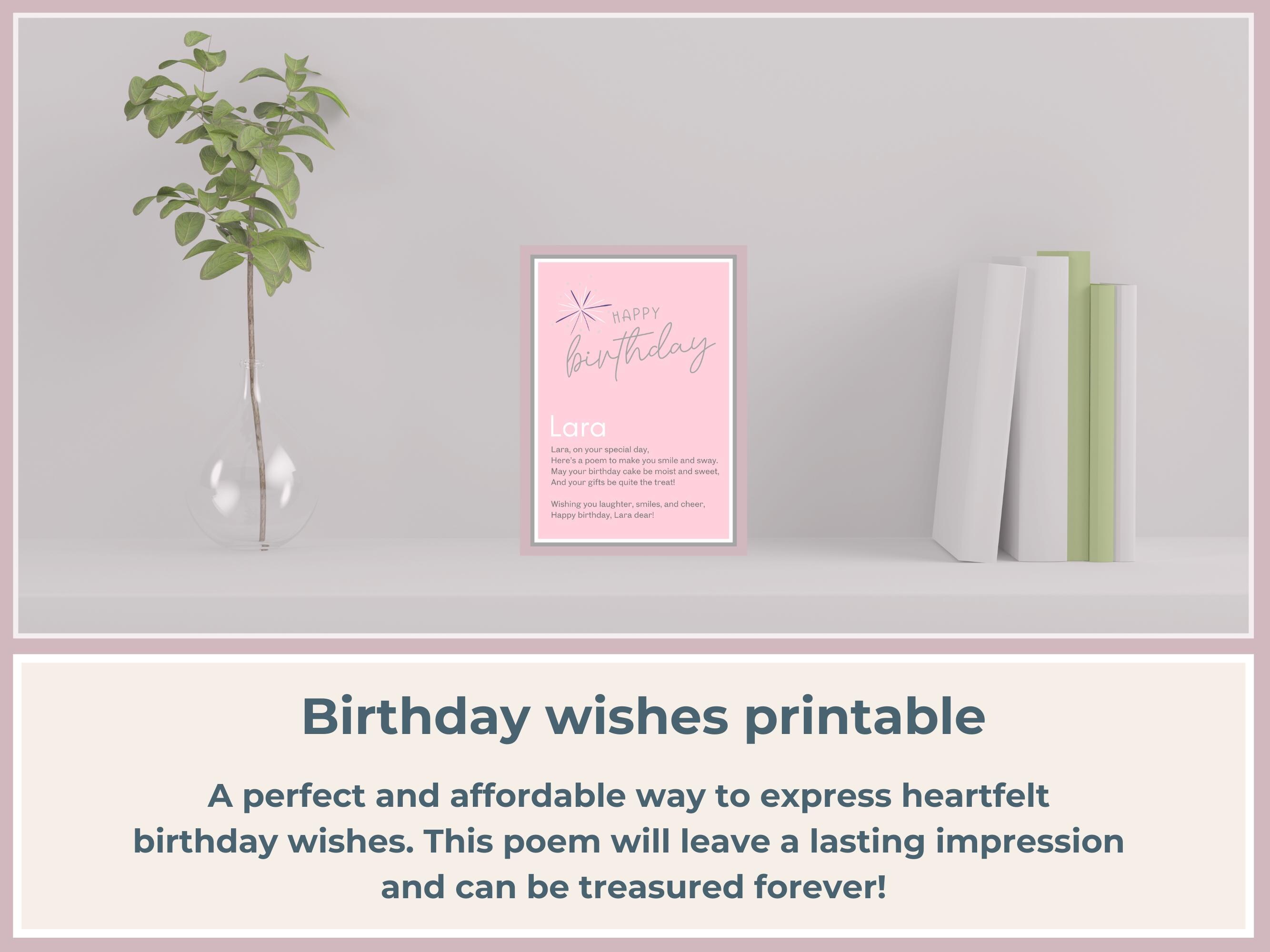 Lara Personalized Birthday Poem Print Birthday Poems Birthday Wishes ...