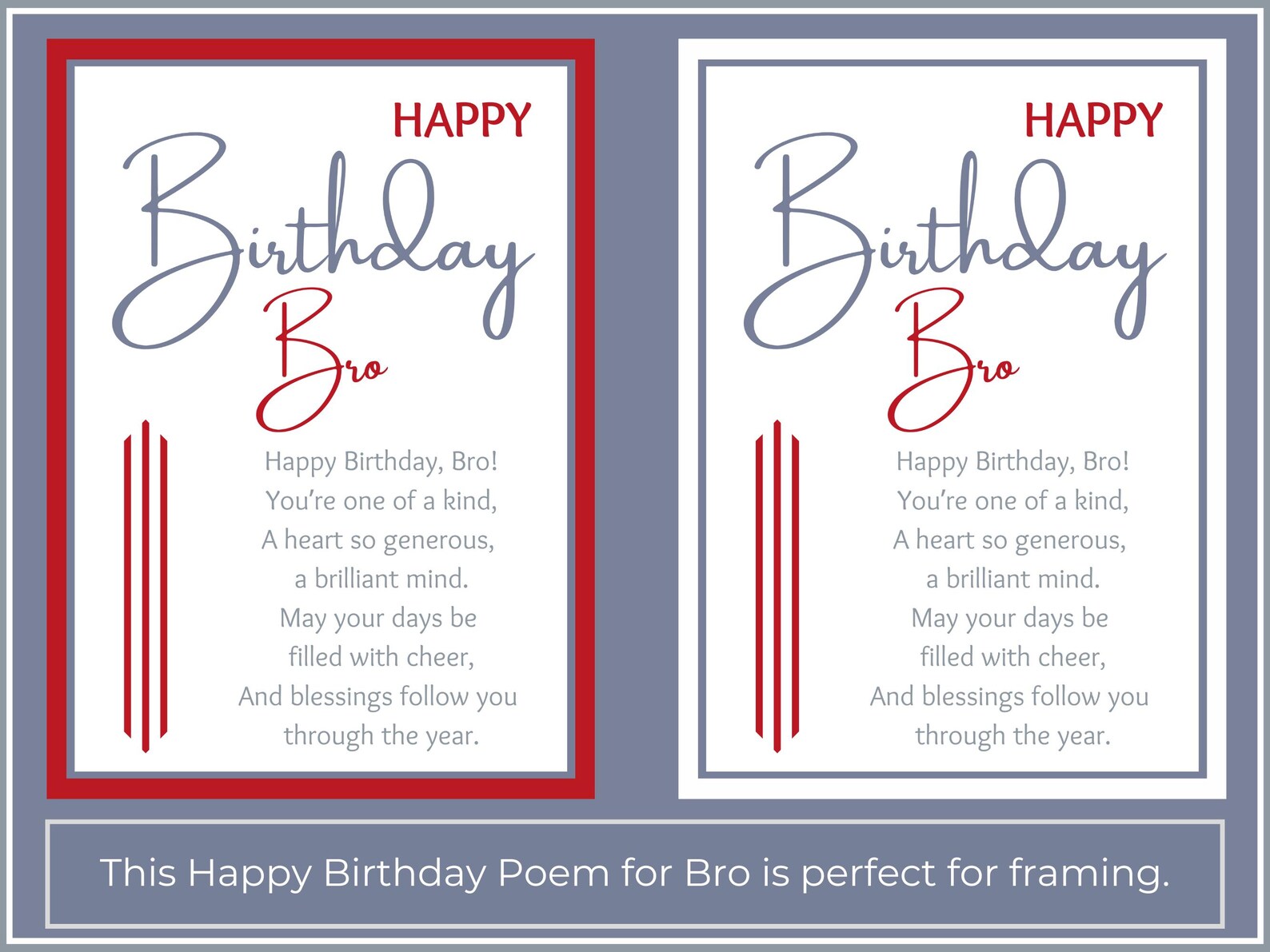 Bro Birthday Poem Printable Perfect Gift for Brother Instant Download ...