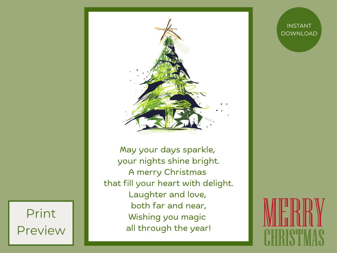 Christmas Poem Print "may Your Days Sparkle" Christmas Poetry Xmas ...