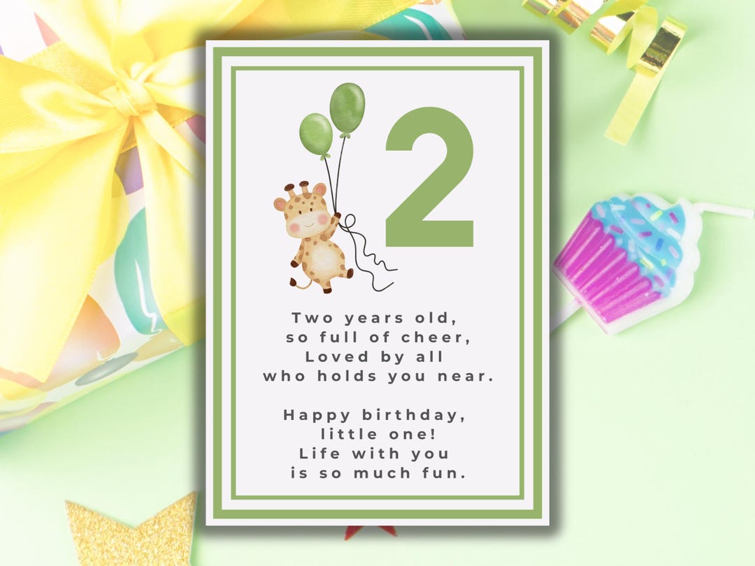 Cute Happy 2nd Birthday Poem Printable for Little Boy Mommy Can ...