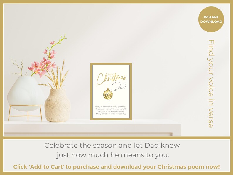 Christmas Poem Merry Christmas Dad Poem Print Christmas Poem for Dad ...