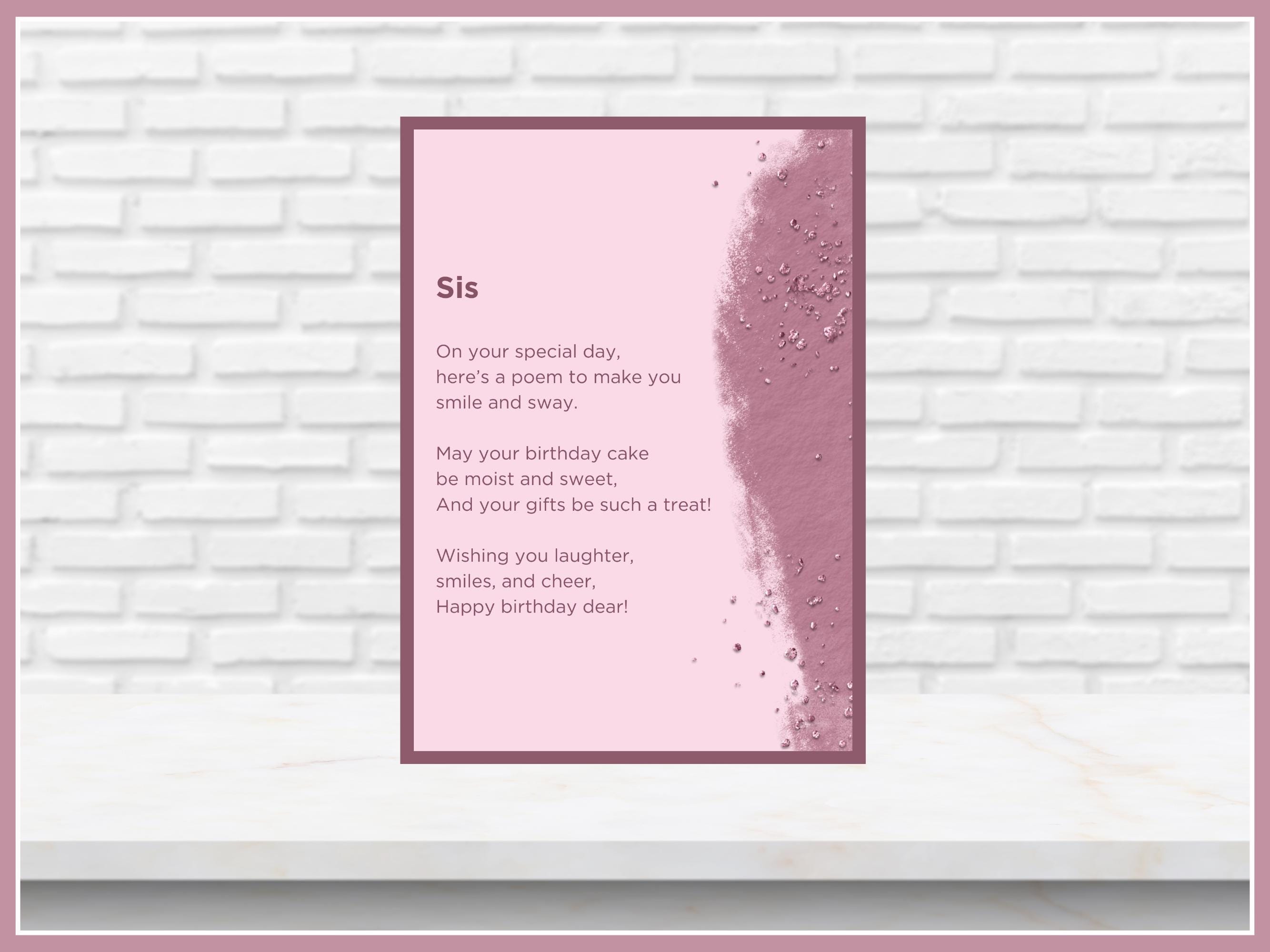 Birthday Poem for Sis Printable Heartfelt Gift Digital Download - Etsy