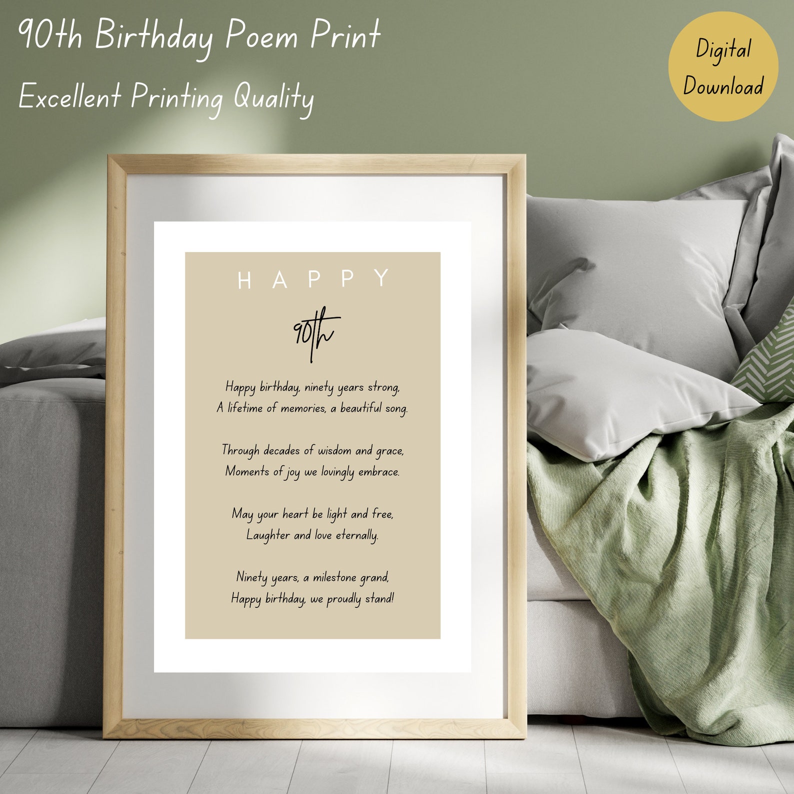 90th Birthday Poem Print Birthday Wishes Printable Poem for 90th ...