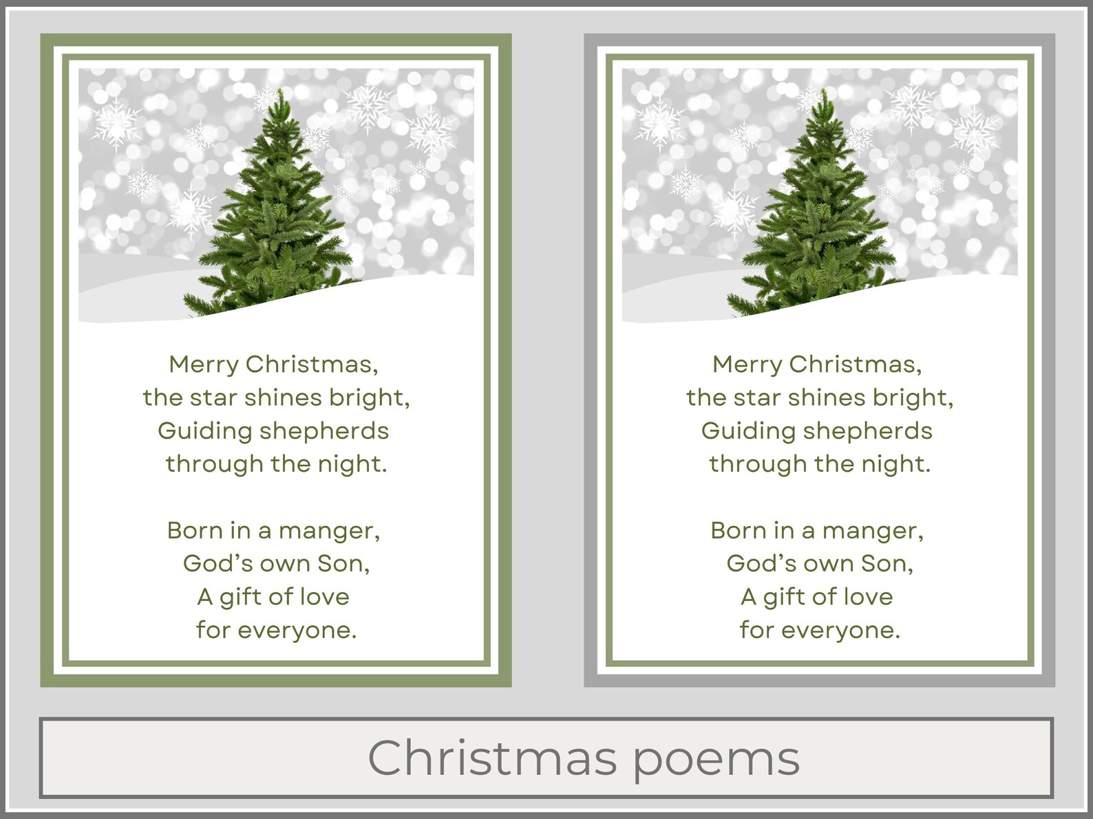 Christian Christmas Poem Print Religious Poems "merry Christmas ...