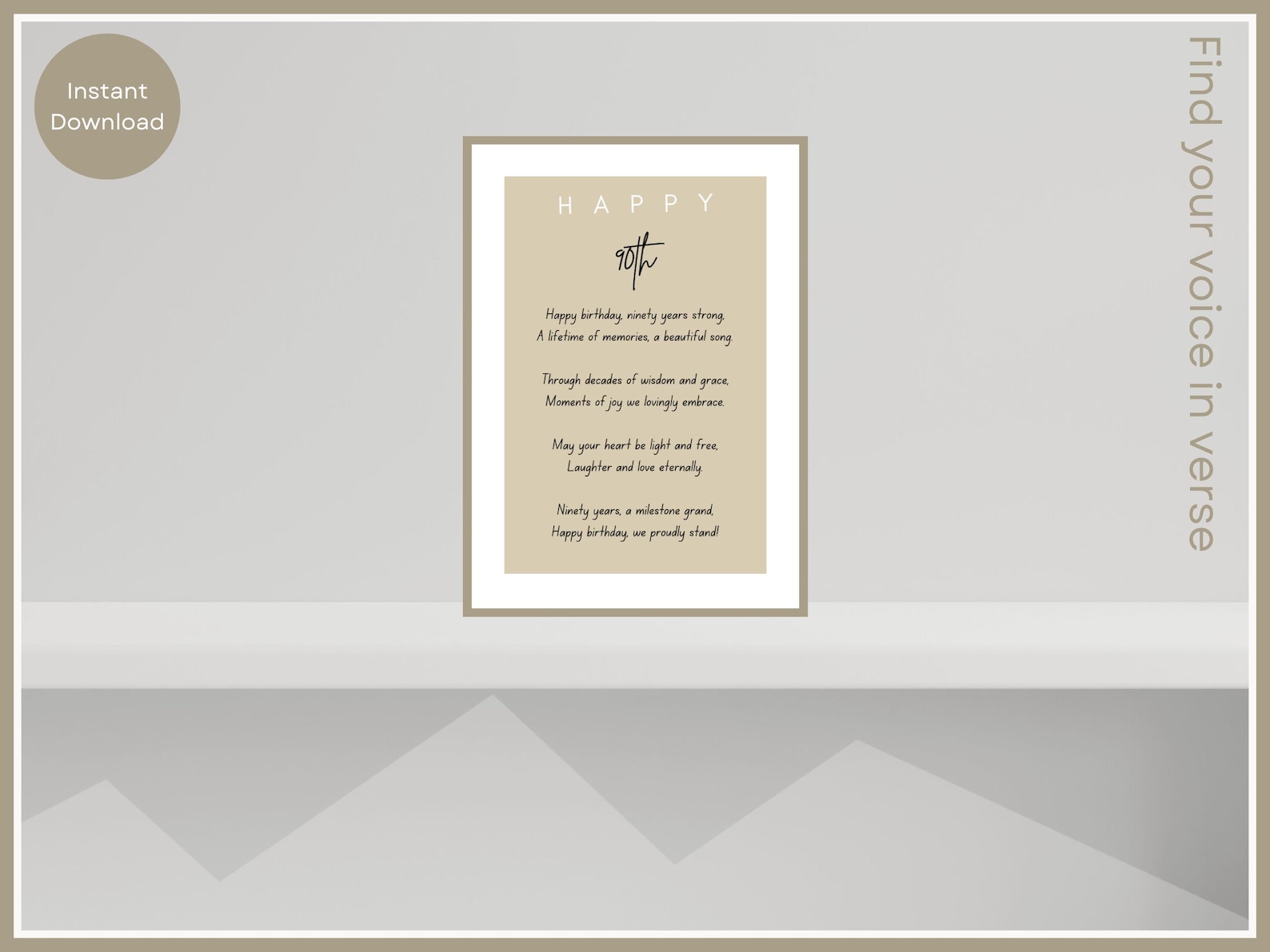 90th Birthday Poem Printable Milestone Keepsake Gift Instant Download ...