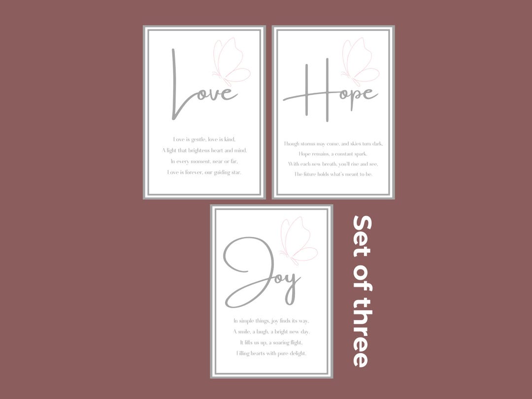 Love Poem Hope Poem Joy Poem Printable Instant Downloads Set of Three ...