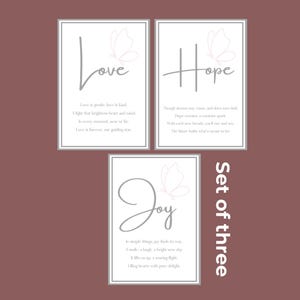 Love Poem Hope Poem Joy Poem Printable Instant Downloads Set of Three ...
