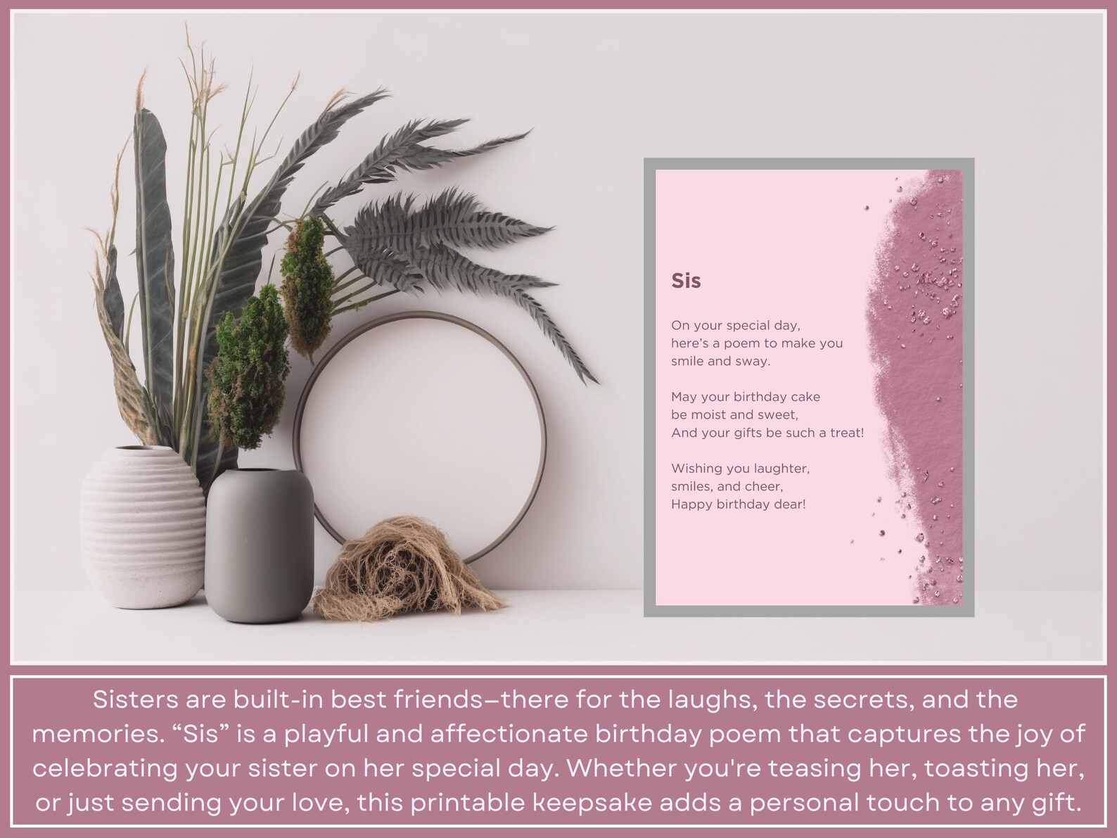 Birthday Poem for Sis Printable Heartfelt Gift Digital Download - Etsy