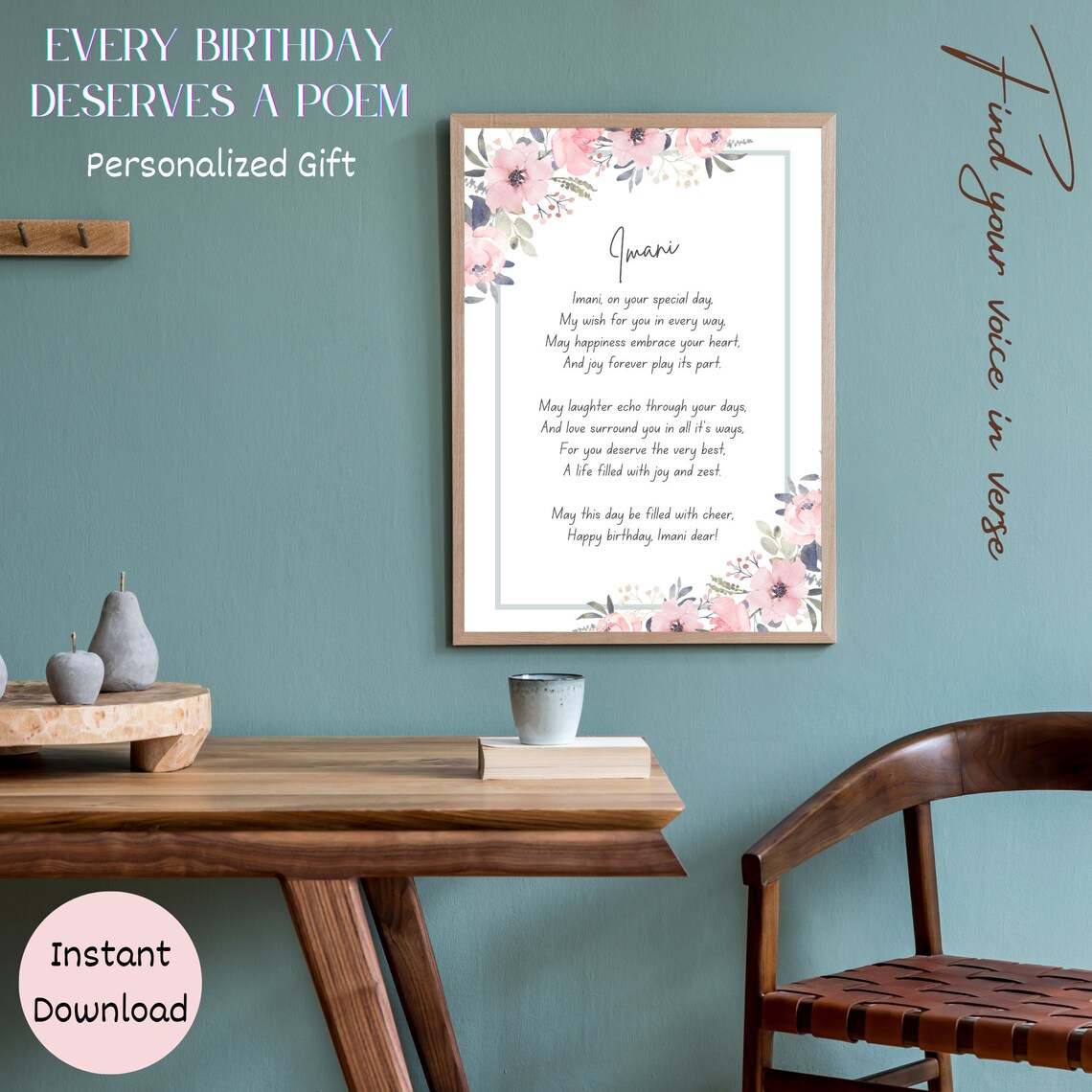 Imani Personalized Birthday Poem Unique Gift Printable Poem for ...
