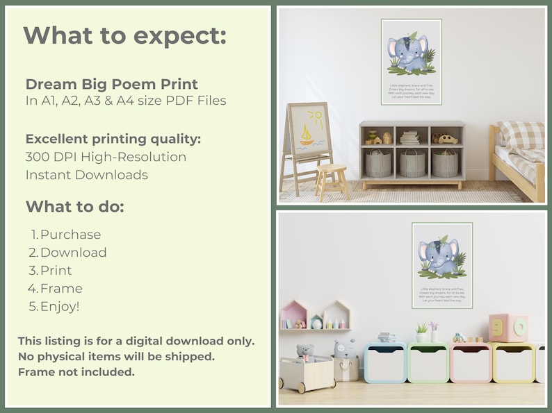Poems for Kids brave and Free Elephant Poem Print Dream Big Little One ...