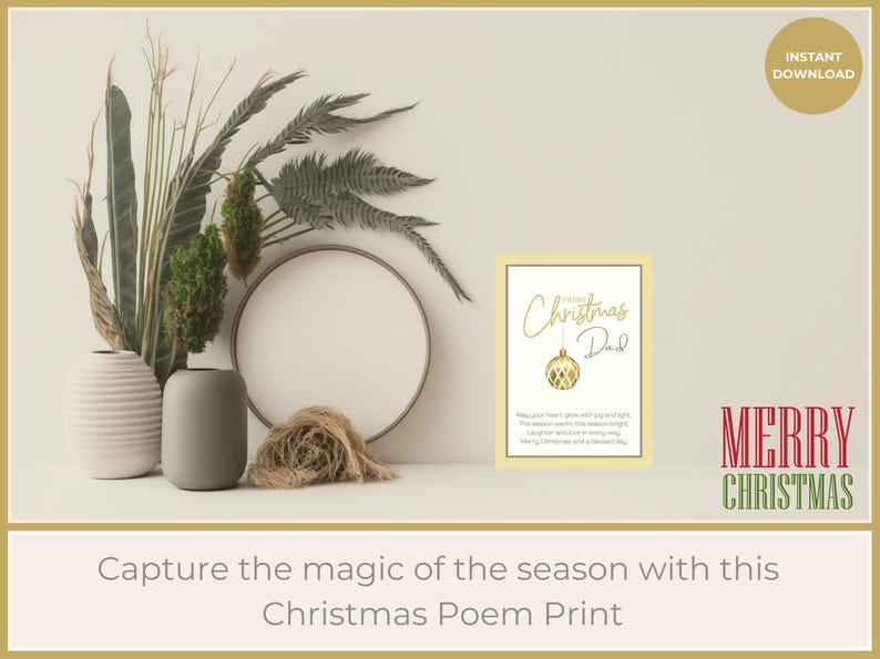Christmas Poem Merry Christmas Dad Poem Print Christmas Poem for Dad ...