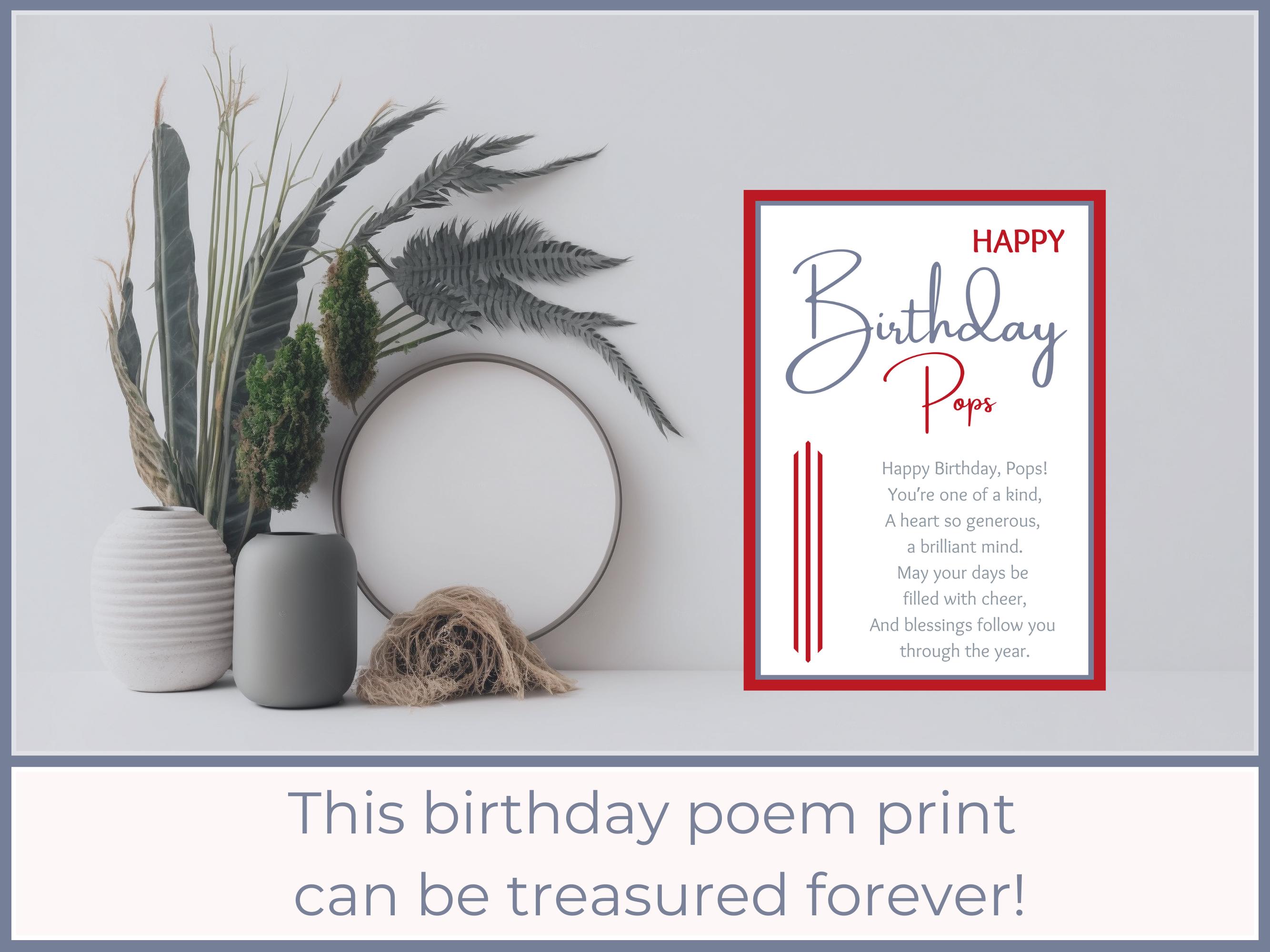 Loving Birthday Poem for Pops Perfect Gift to Show Pops How Much He is ...