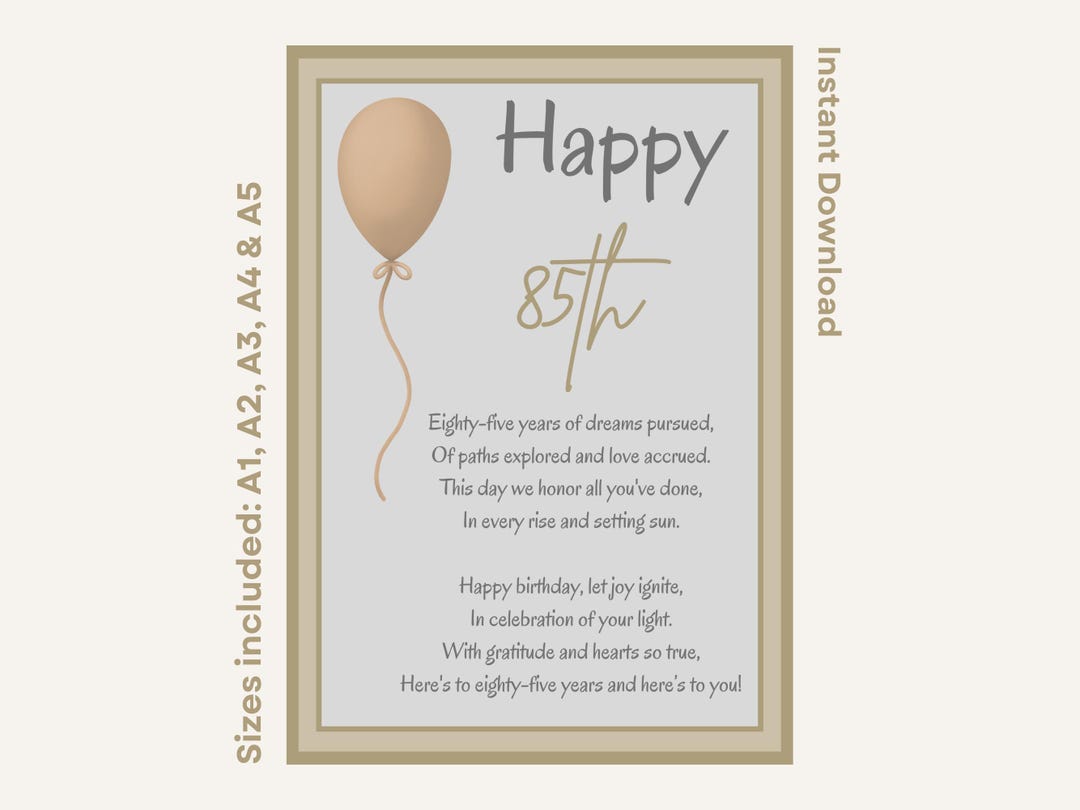 85th Birthday Poem Print: Heartfelt Gift (digital Download) - Etsy