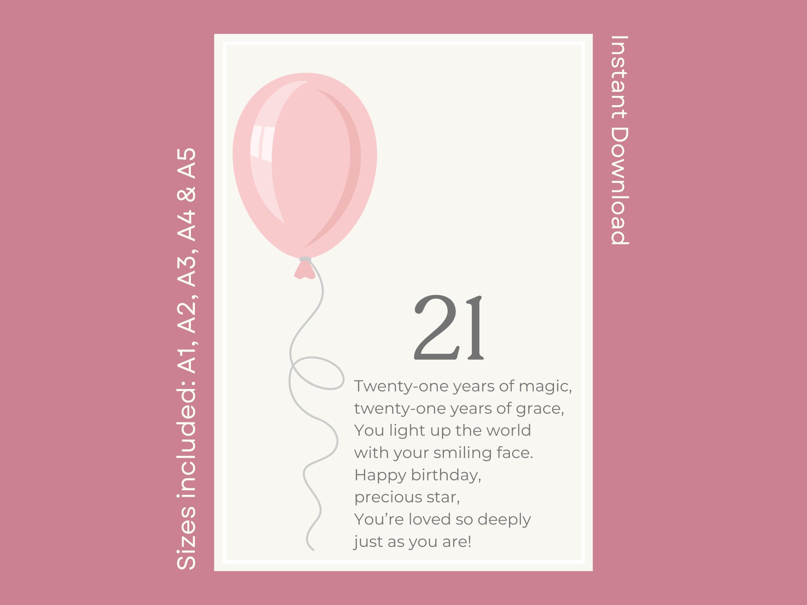 21st Birthday Poem Gift: Daughter, Granddaughter, Friend (printable ...