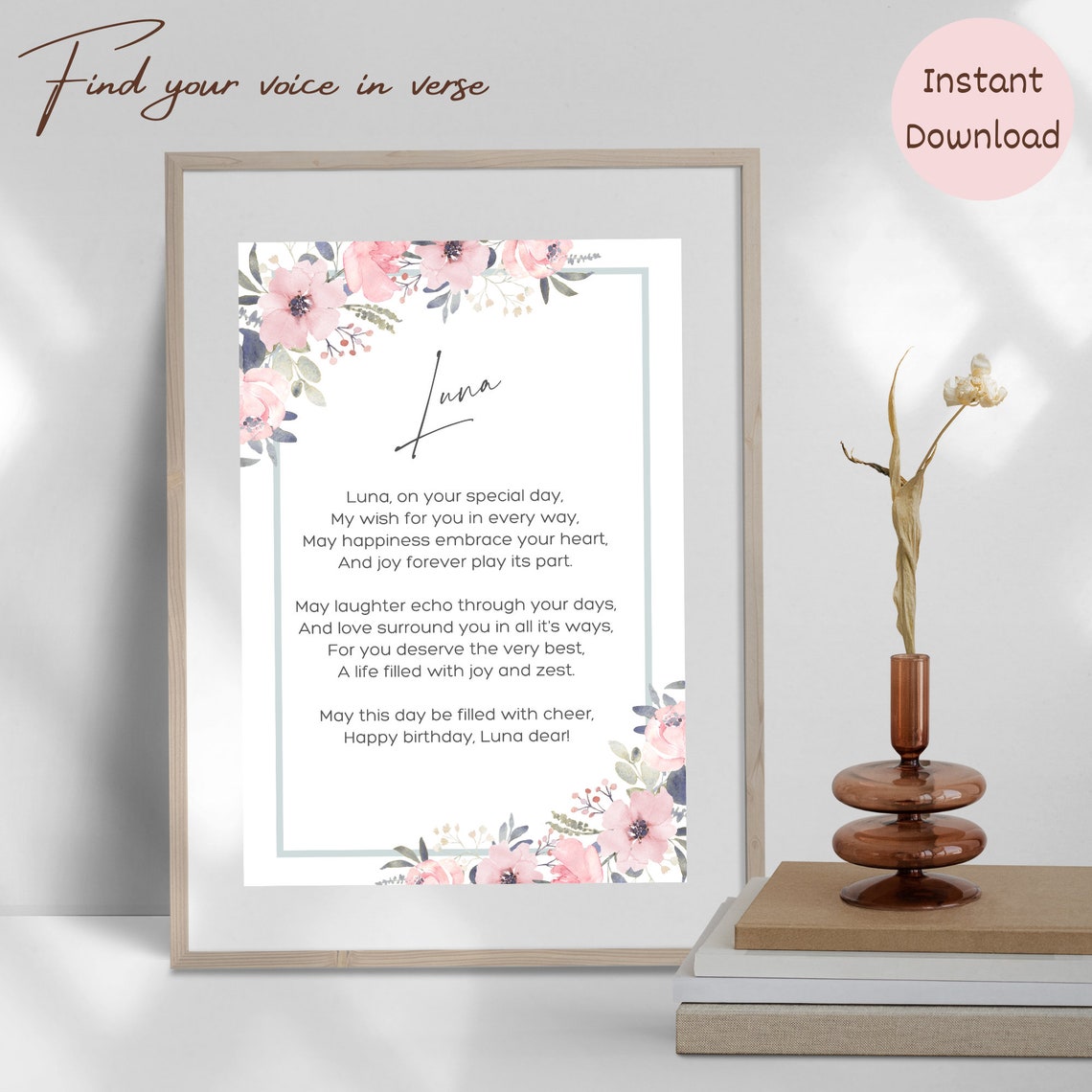 Luna Personalized Birthday Poem Printable Poem for Daughter Poem for ...