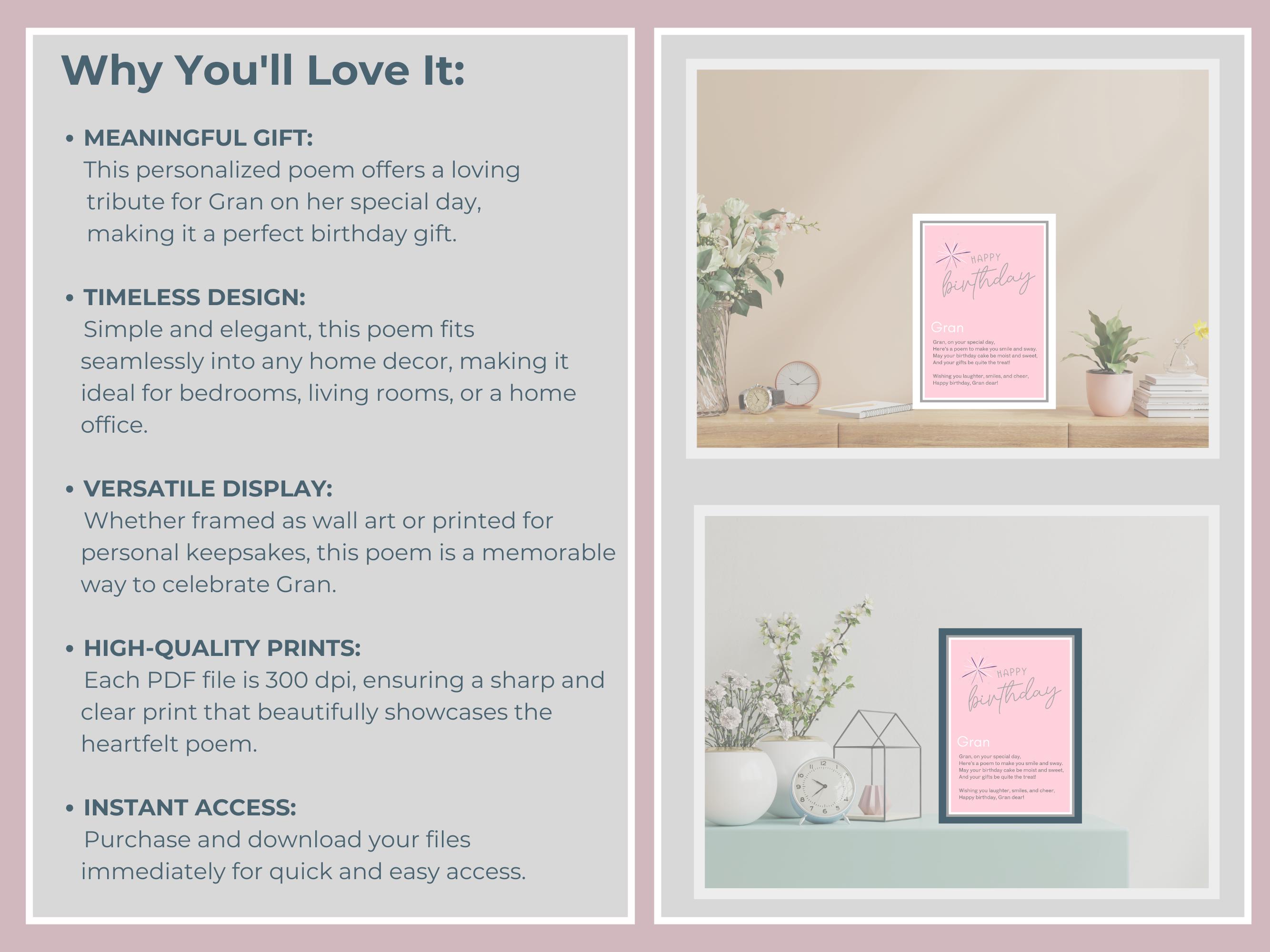 Gran Birthday Poems Happy Birthday Quotes Birthday Printouts Birthday ...